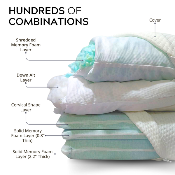 One Bed Max Adjustable Pillow Combo Pack